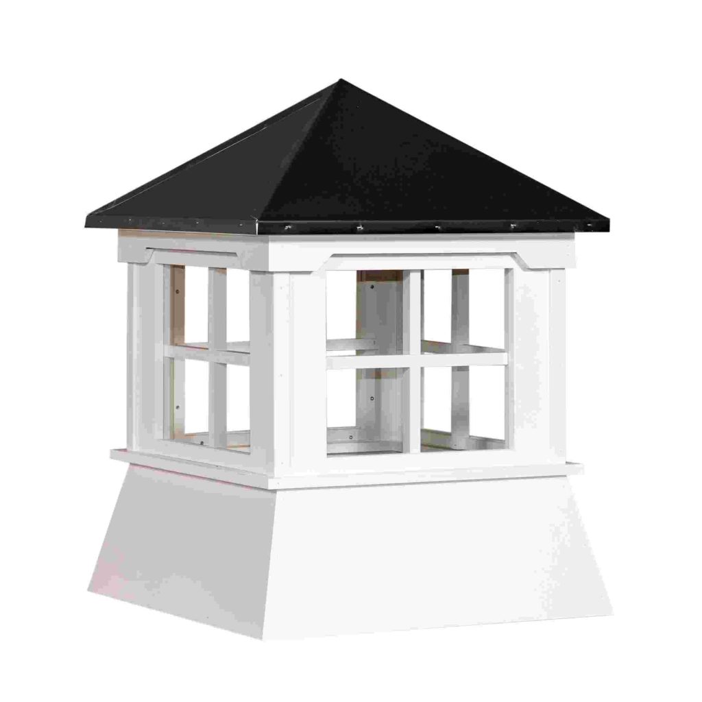 Vinyl Manor Shed Cupola - Square with Windows - The Cupola Warehouse