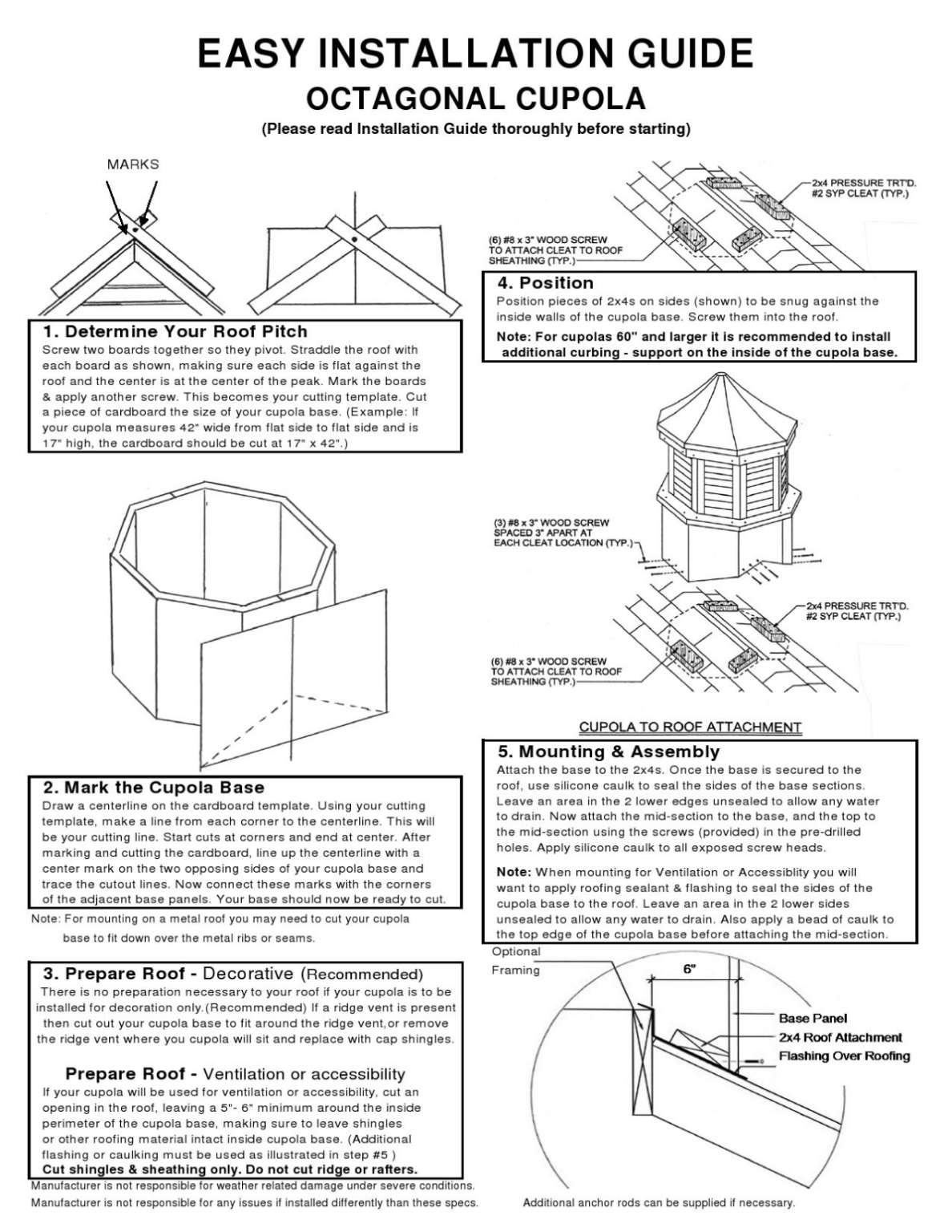 Cupola Installation Instructions - The Cupola Warehouse